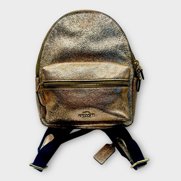 Coach | Bags | Coach Gold Shimmer Backpack With Adjustable Straps ...